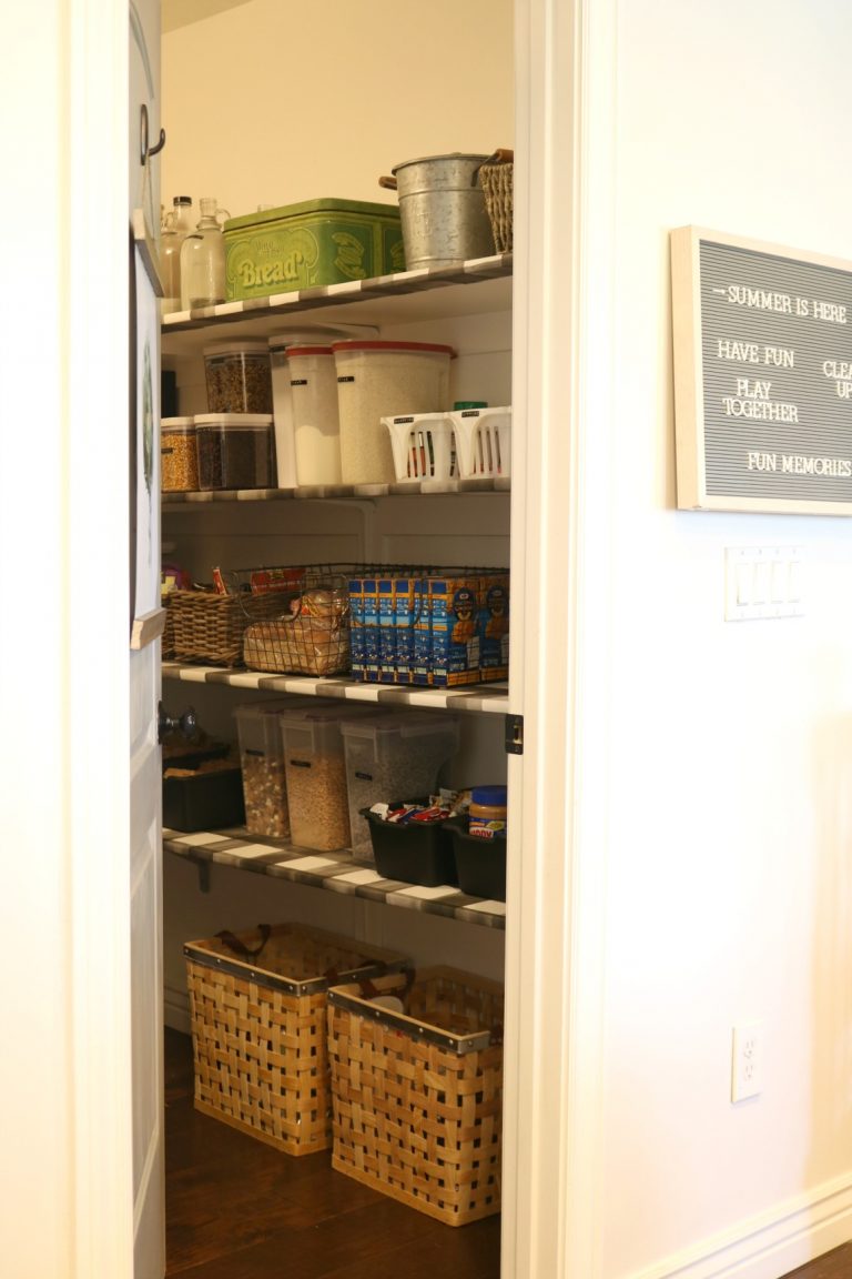 Pantry Makeover with Wallpaper Shelves - Nesting With Grace