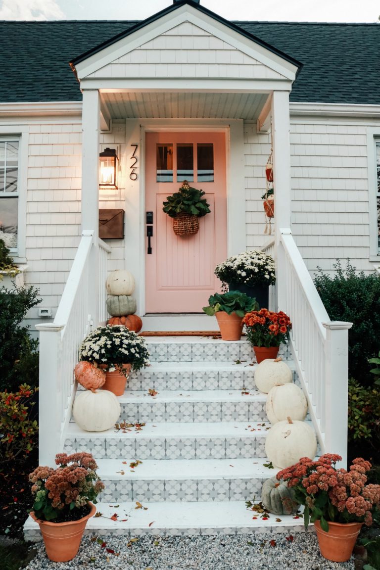 Fall Front Porch and Tile Front Steps - Nesting With Grace