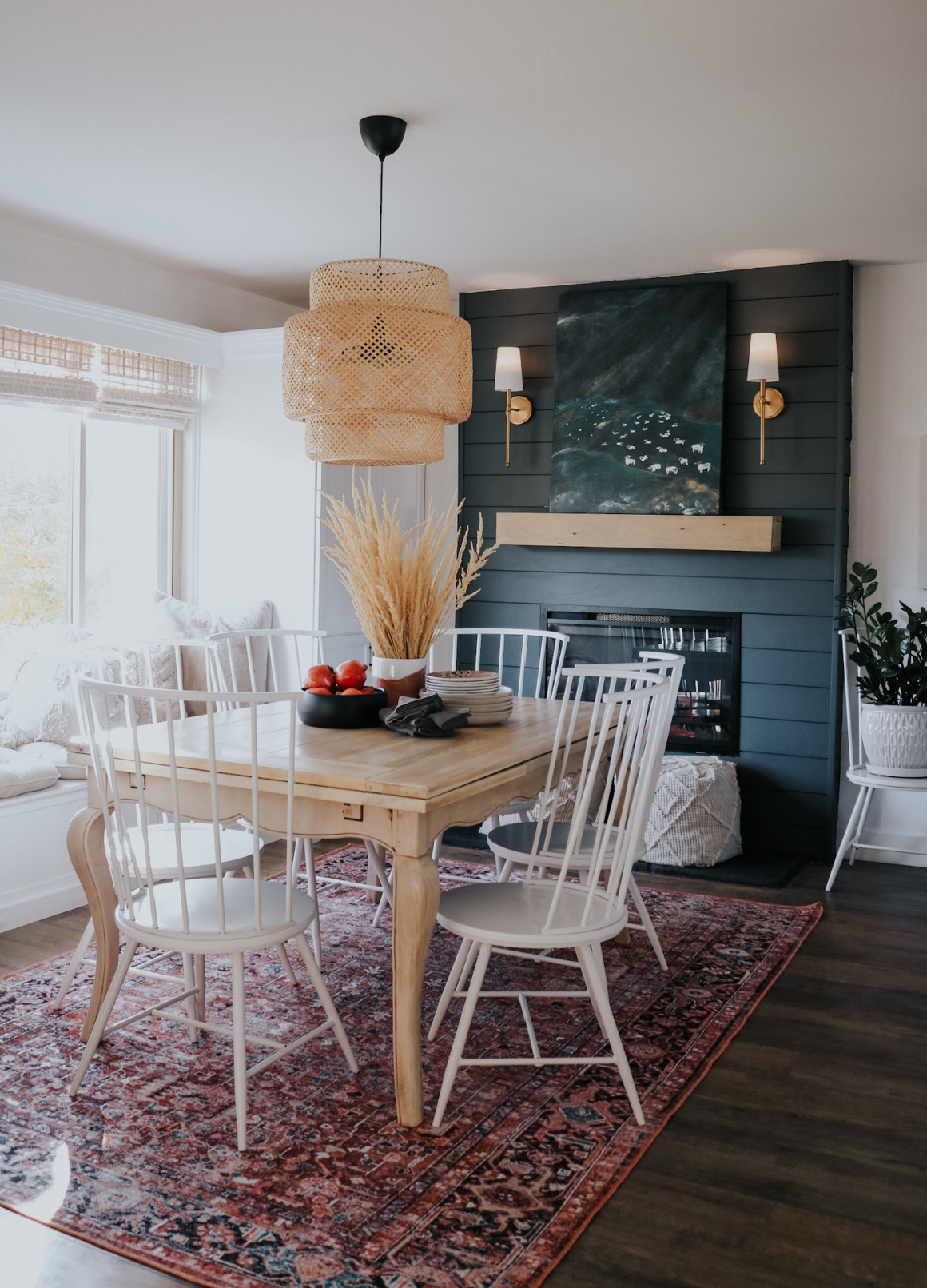 Parents Dining Room- Table Makeover and Fireplace - Nesting With Grace