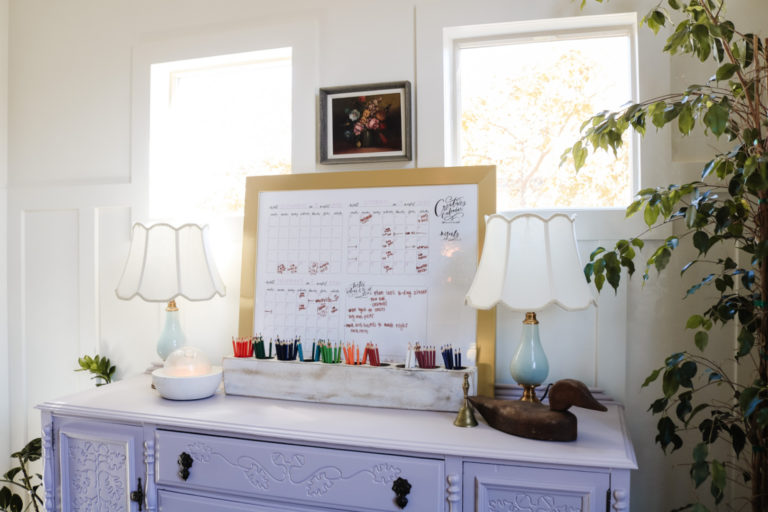 Home Office Makeover- Round Table as Desk - Nesting With Grace