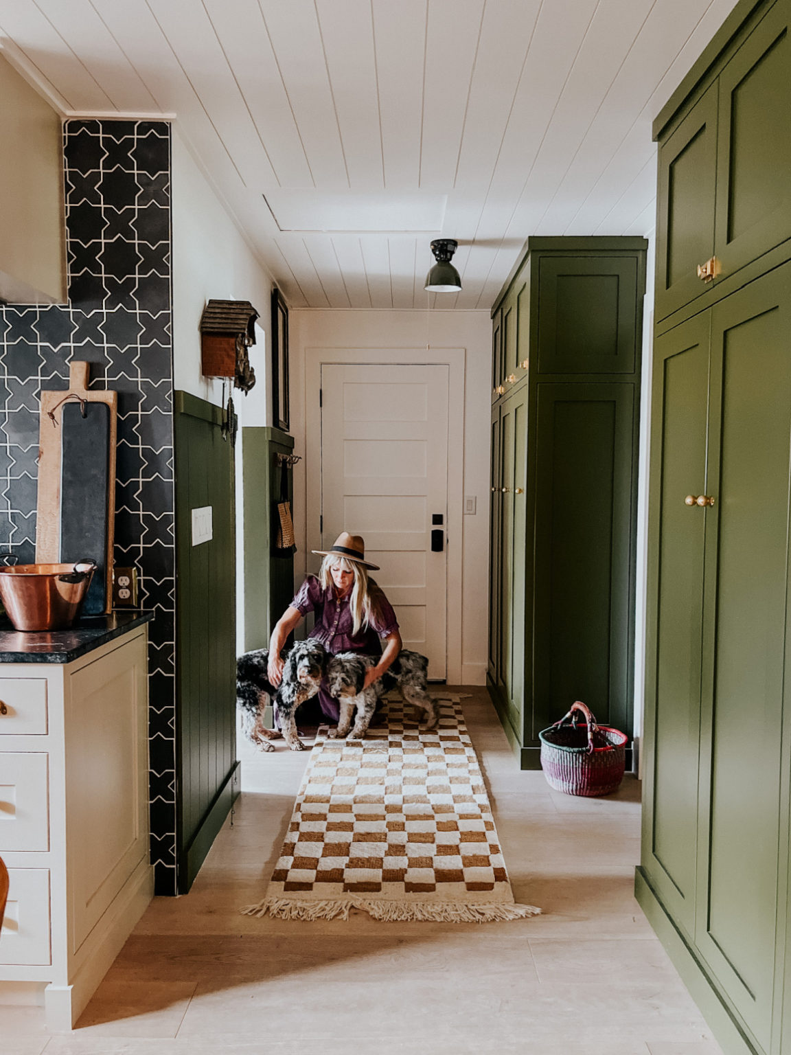 Back Door Entry with Green Painted Shiplap - Nesting With Grace