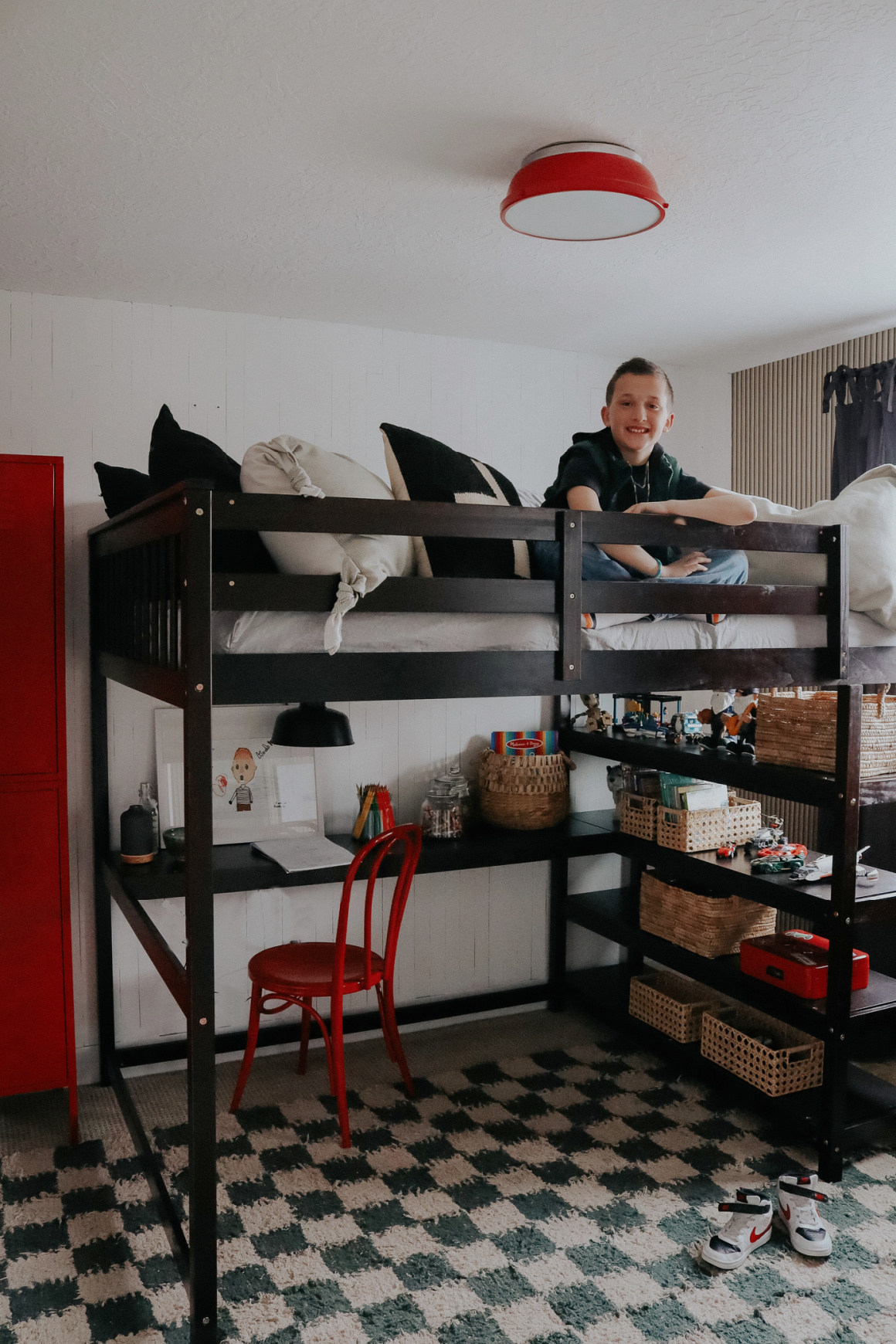9 Year Old Boys Bedroom Makeover with Loft Bed - Nesting With Grace