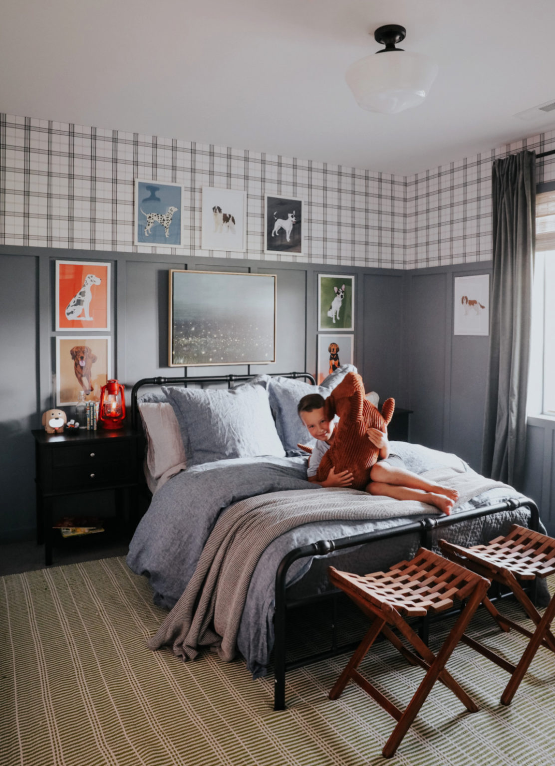 5 Year Old Boys Room with Plaid Wallpaper & Puppy Posters - Nesting ...