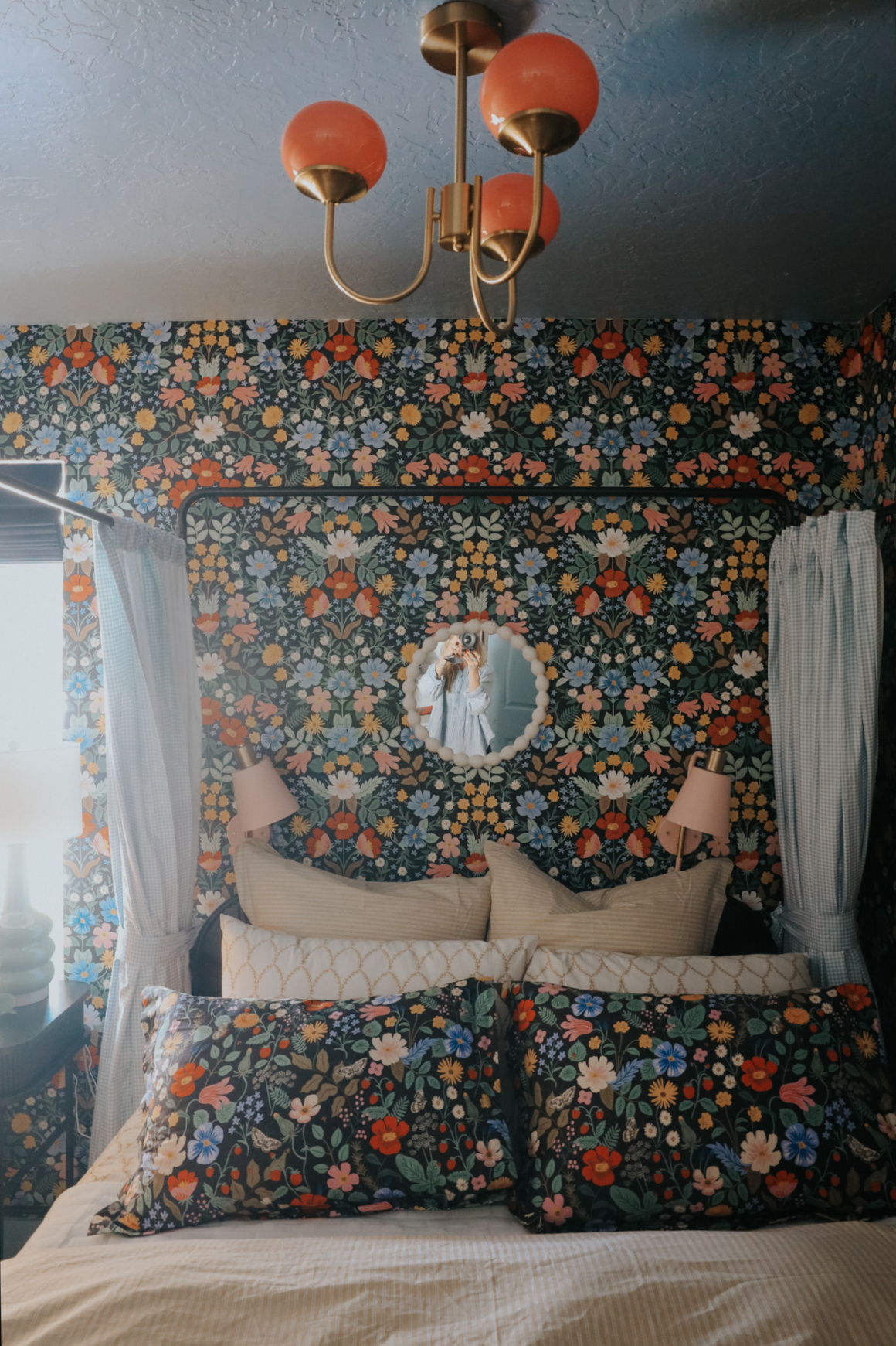 Teen Girl Moody Floral Bedroom Makeover -Curtained Canopy Bed - Nesting ...