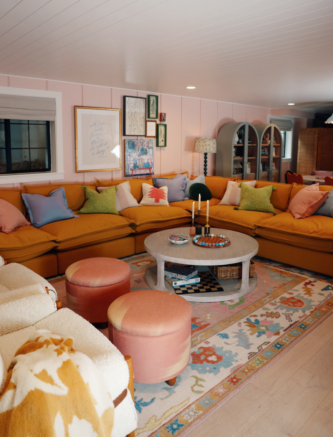 New Boucle Pink Sectional- Turns out we LOVE Sectionals - Nesting With ...
