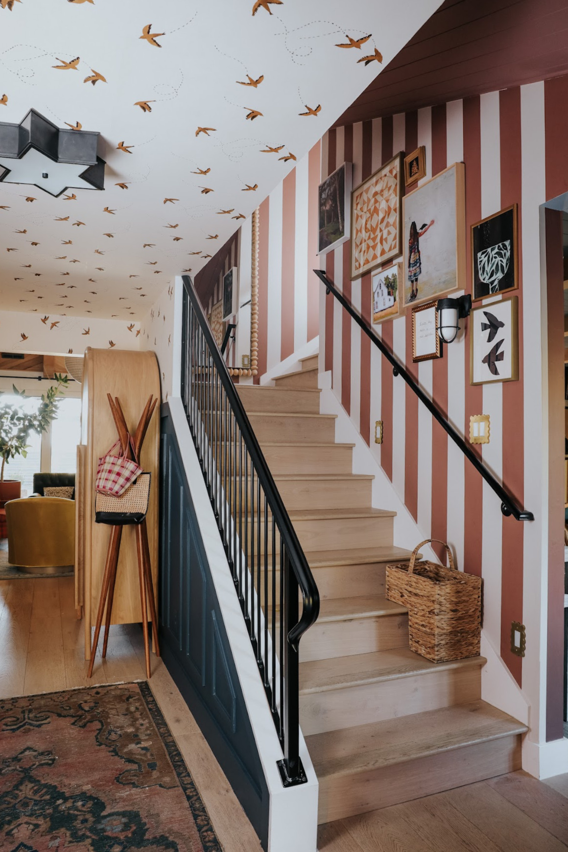 Front Entry gets a Bold Stripe Wallpaper - Nesting With Grace