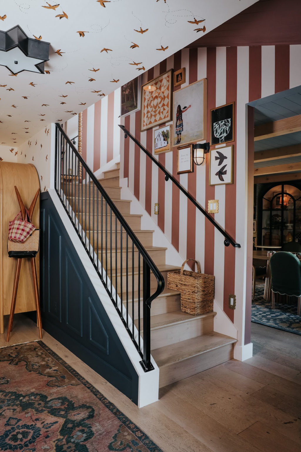 Front Entry gets a Bold Stripe Wallpaper - Nesting With Grace