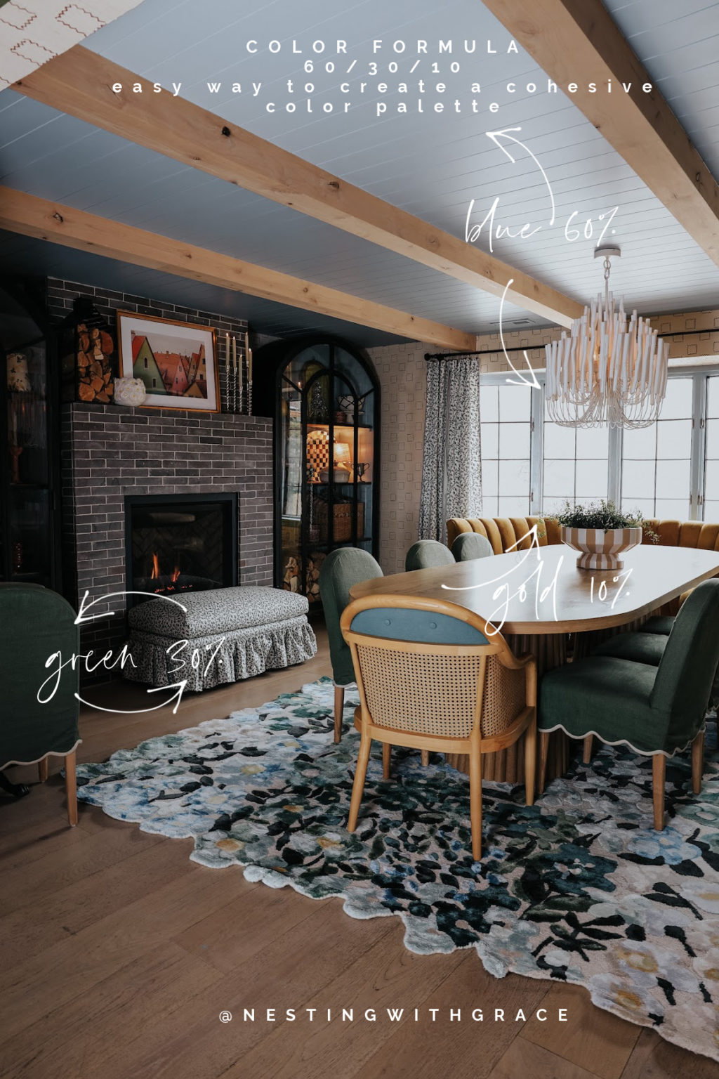 Dining Room- New Rug and Repeating Patterns and Colors 60, 30, 10 Color ...