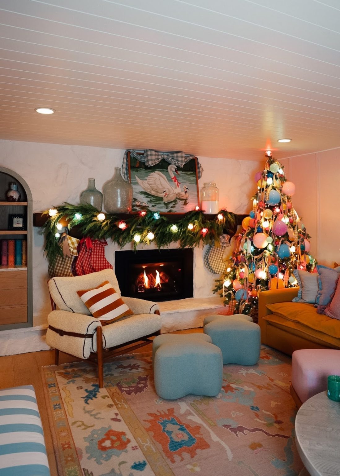 A Colorful Christmas in Our Basement Family Room - Nesting With Grace